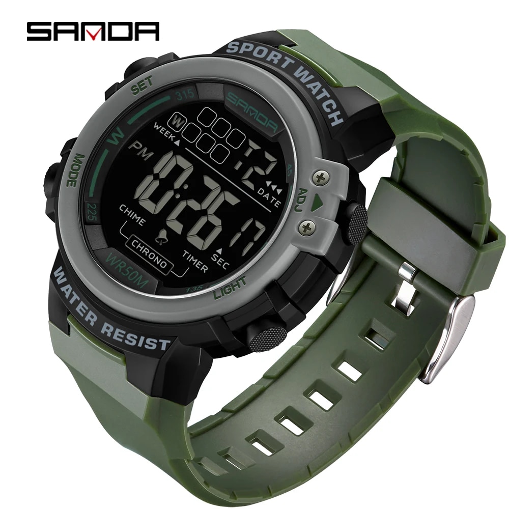 SANDA 2140 New Fashion Outdoor Sport Men Multifunction Watches Alarm Clock Chrono 5Bar ...