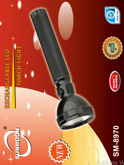 New Lithium Rechargeable Led Metal Torch 8970 Flashlight - Torch Light ...