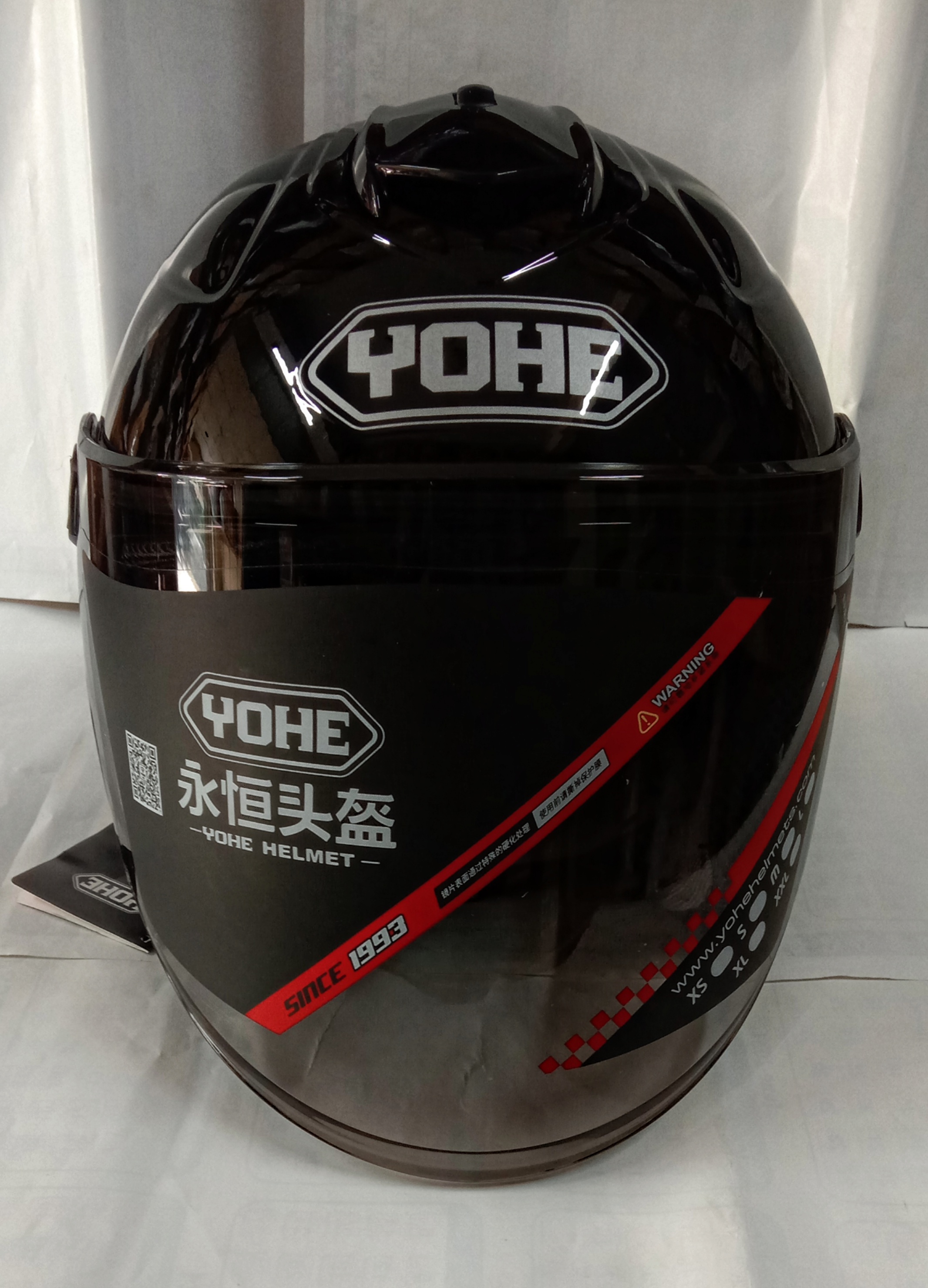 Yohe Halface Shiny Black Helmet: Stylish & Protective Motorcycle Helmet ...