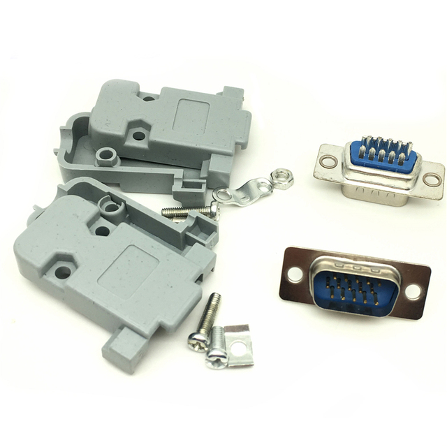 10pcs/lot Vga Db9 Parallel Serial Port Db15 15 Pin D Sub Male/female Solder Connector Plastic ...