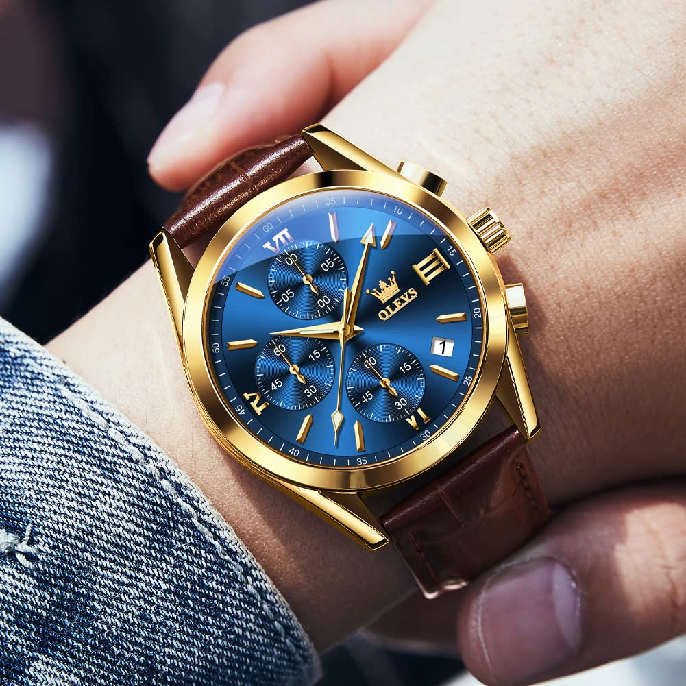 OLEV,S Leather Waterproof Quartz Fashion Watch for Men | Daraz.com.bd