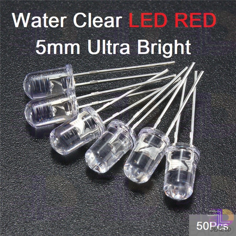 Water Clear LED Red 5mm Ultra Bright-50Pcs | Daraz.com.bd