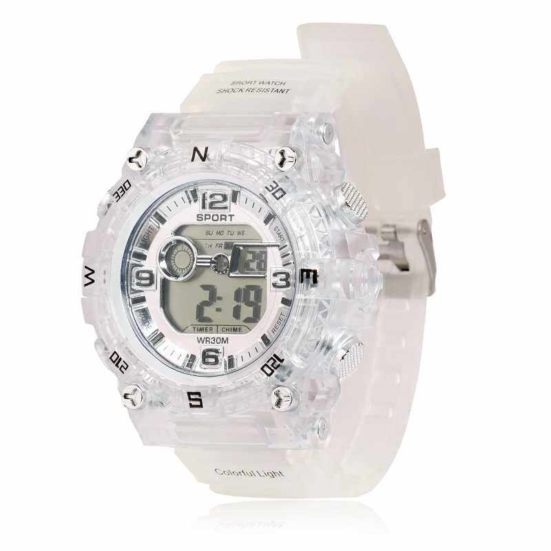 Waterproof White Color Digital Watch ,Silicone Boys Digital Sports ...
