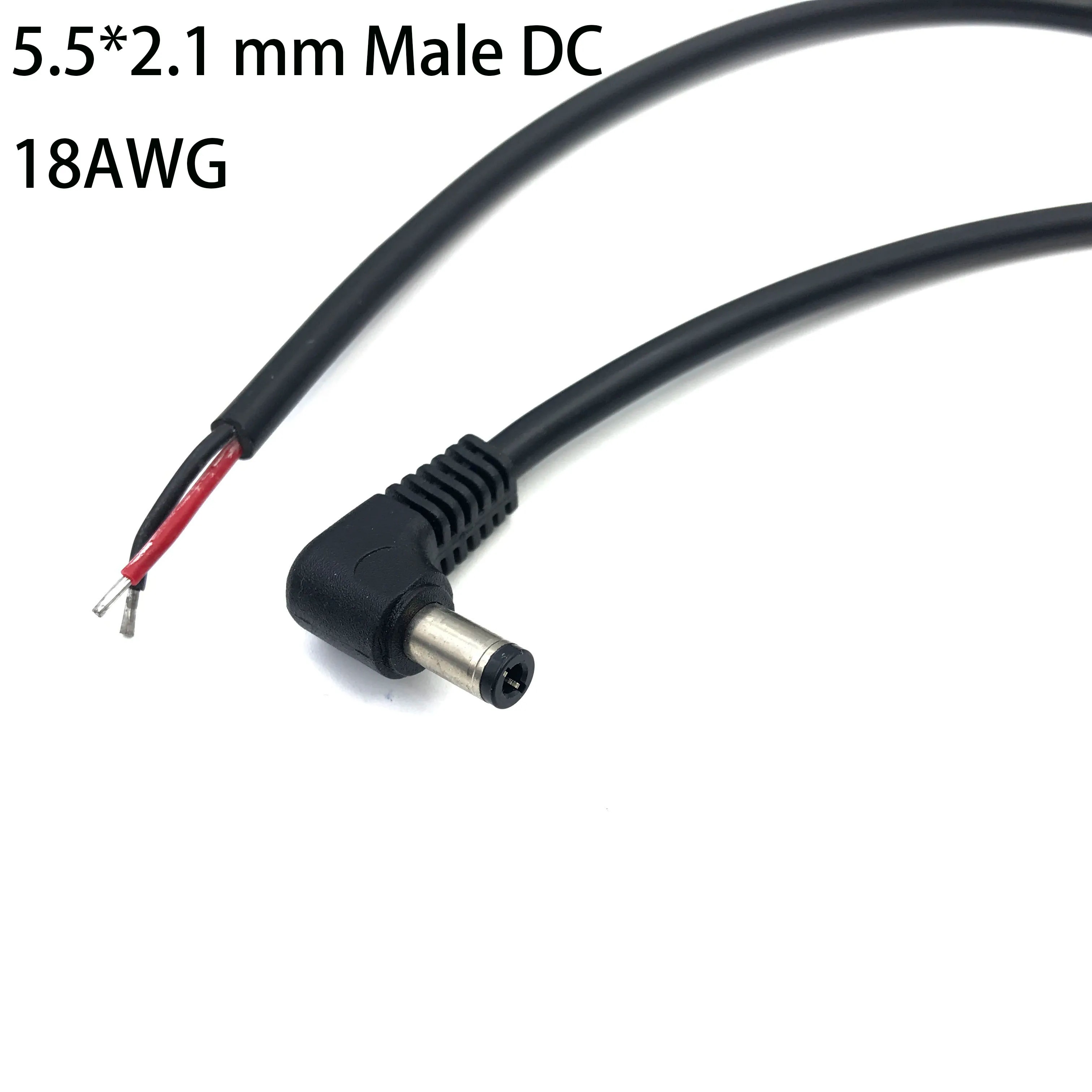 DC Tip Power Plug Jack Connector 5.5*2.1 mm Male Right Angle Cord Cable ...