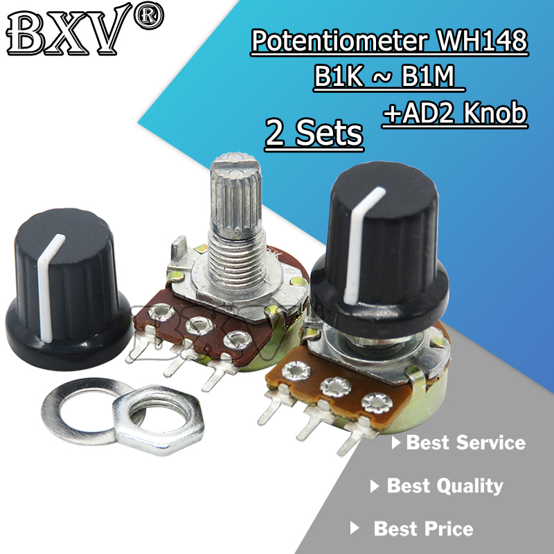 2Sets 2pcs+2pcs WH148 B1K ~ B1M Ohm 1K 2K 5K 10K 20K 3Pin 15mm 10K New ...