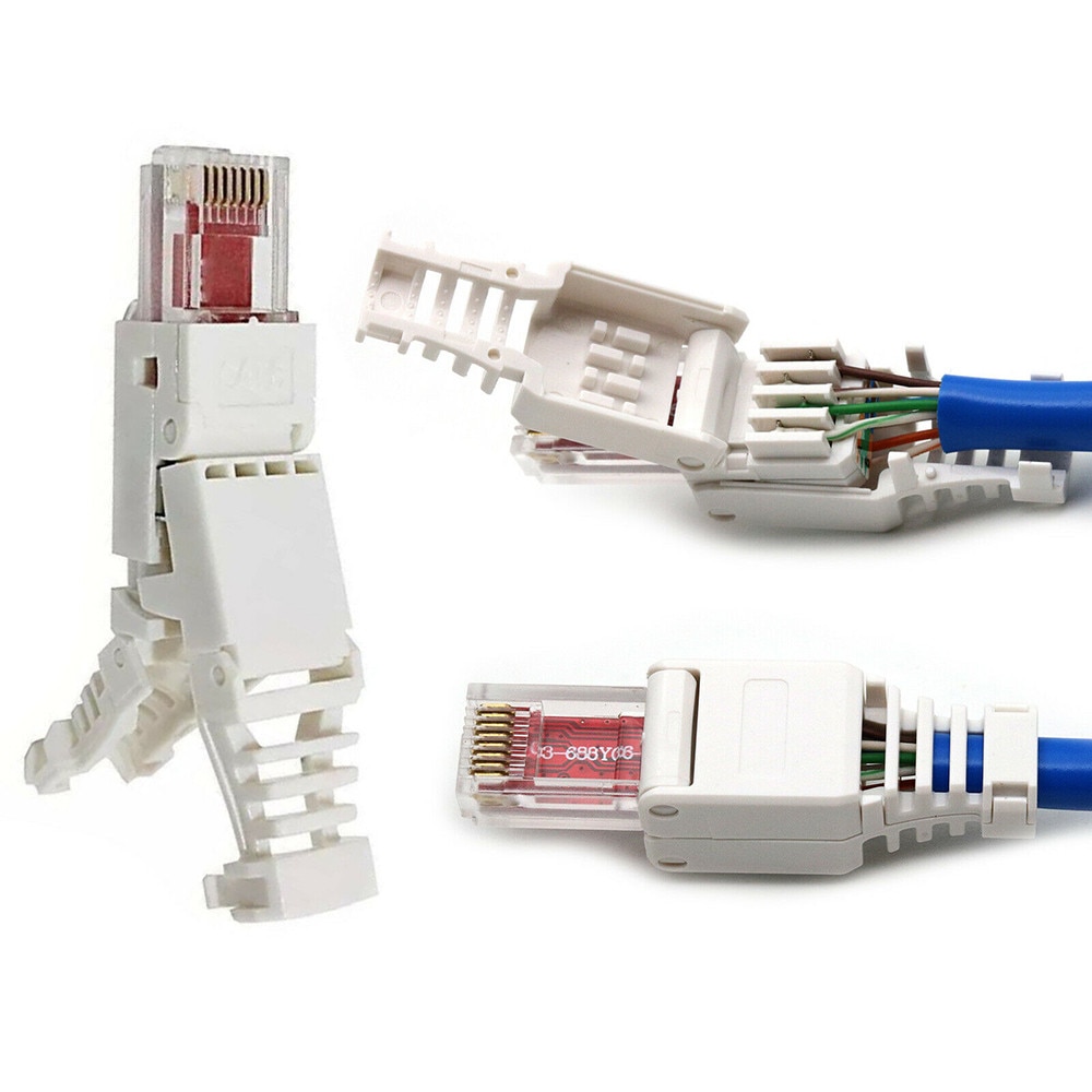Multiple RJ45 Tool-less CAT6 Unshielded Crystal Head Plug Pressure Free ...
