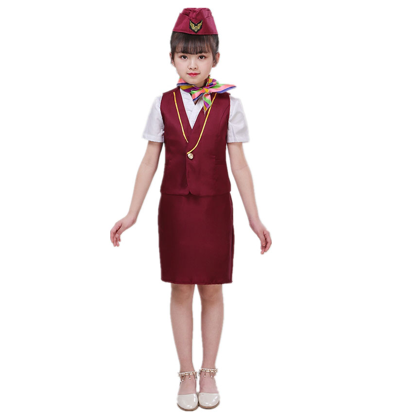 Captain Role Play Stewardess Pilot Costume Boy Girl Cosplay Children's ...