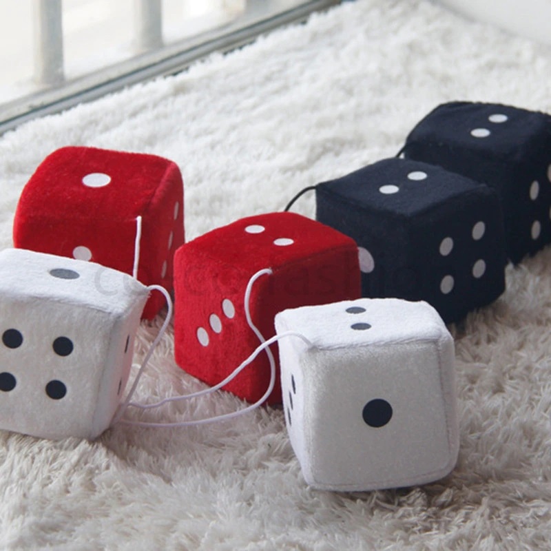 2 Pcs (6cm/4cm) Car Hanging Dices Fuzzy Dice for Rear View Mirror ...