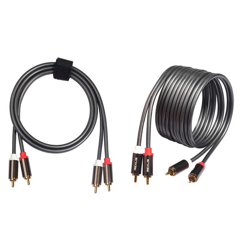 Rexlis 2 Pcs 2 Rca to 2 Rca Male to Male Hifi Audio Cable Ofc Av ...
