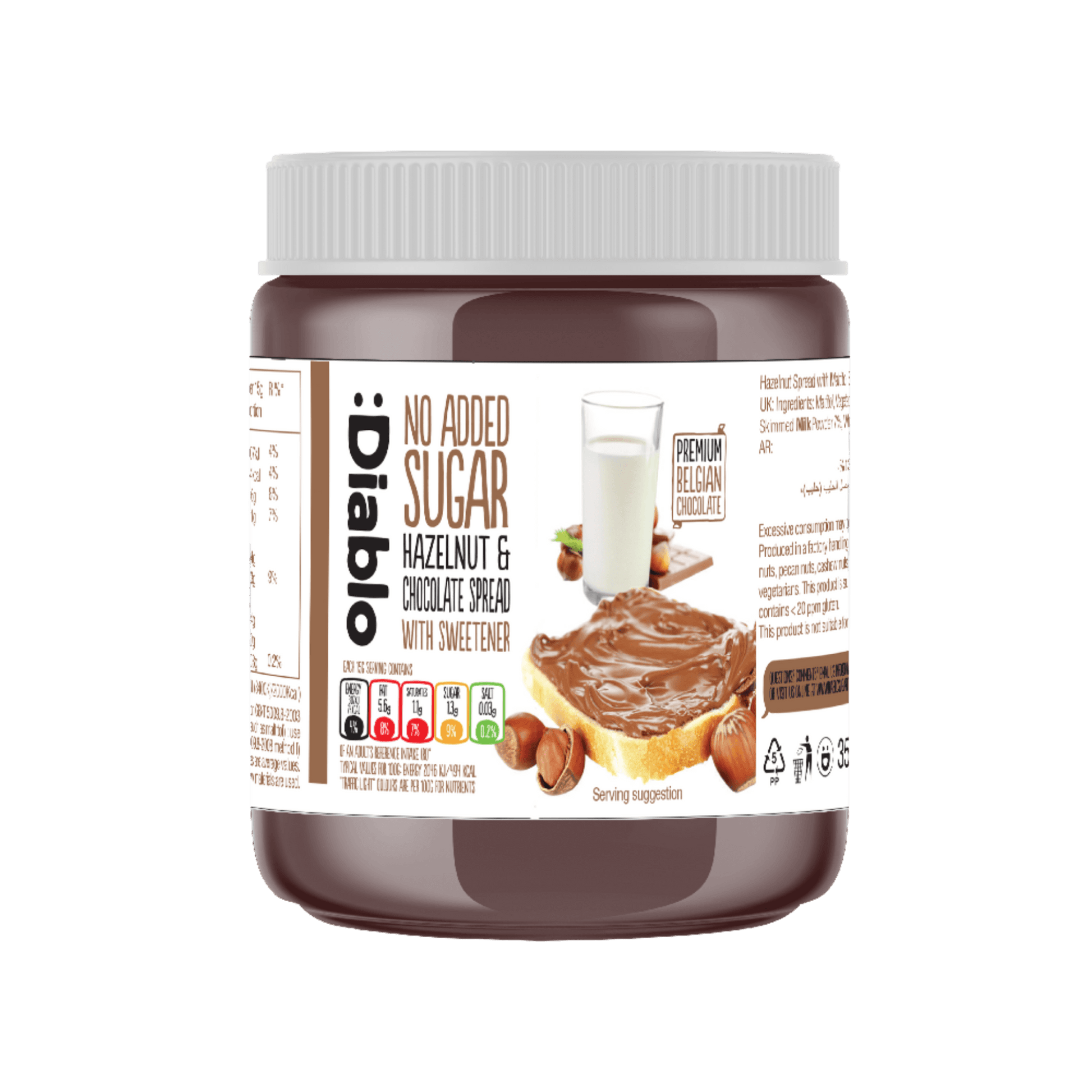 Diablo Sugar Free Chocolate Duo Hazelnut & White Chocolate Spread 350g ...