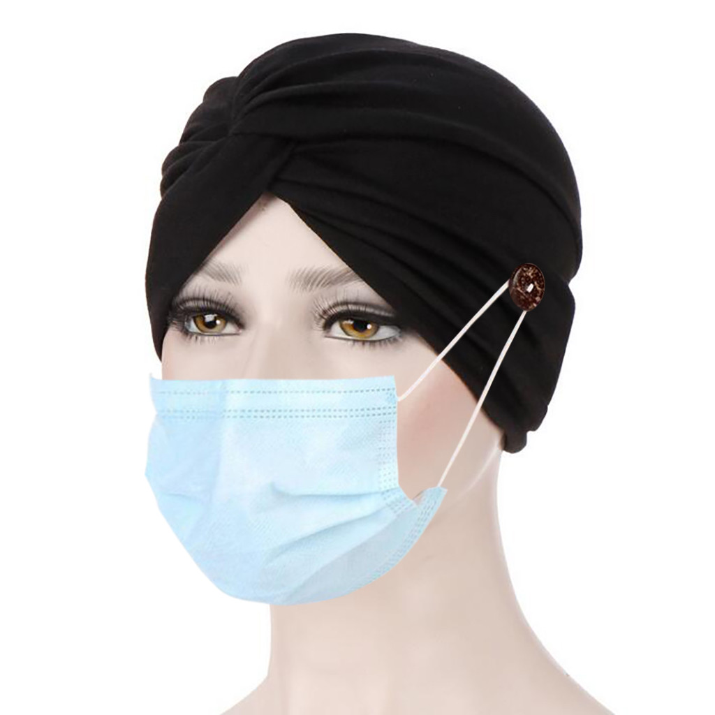 【BestGO】With Buttons Hat Face Holder Wearing Protect Ears Head Wrap Hat ...