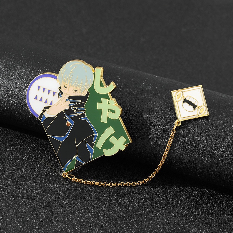 Anime Jujutsu Kaisen Brooch Gojo Satoru Metal Chain Badge Pins ...