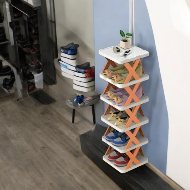 1 pcs 6-Layer Adjustable Shoe Organizer: Easy Assembly Folding Rack ...