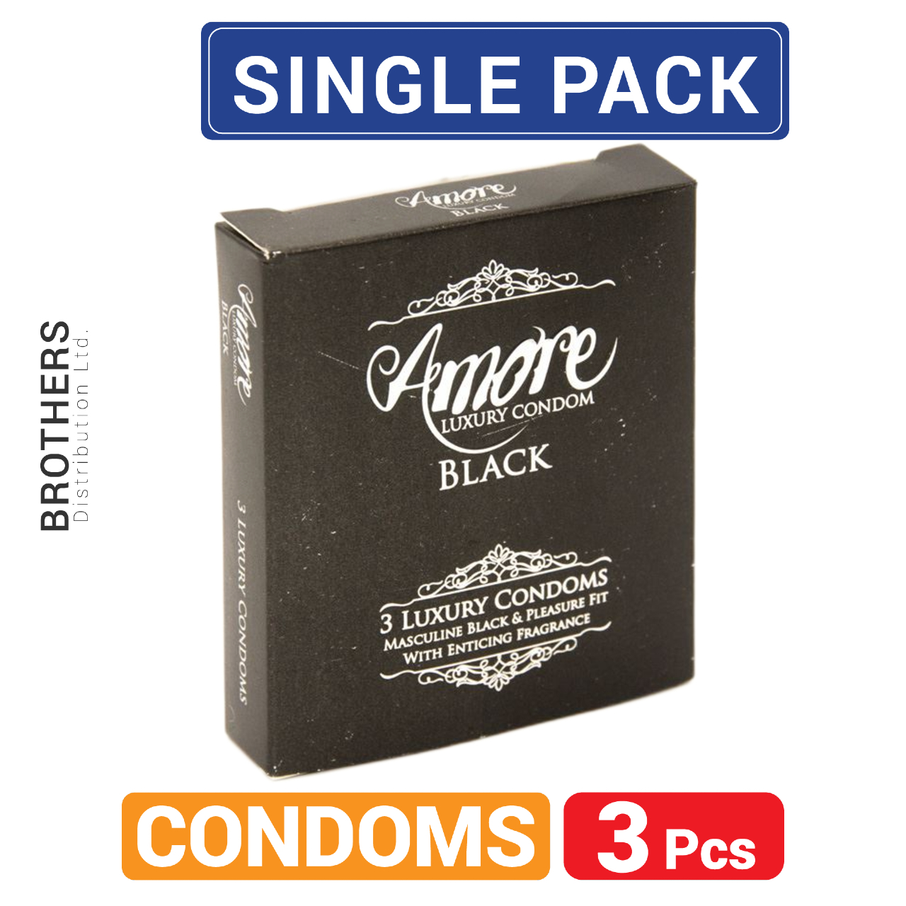 Amore - Black Luxury Condom - Single Pack - 3x1=3pcs | Daraz.com.bd