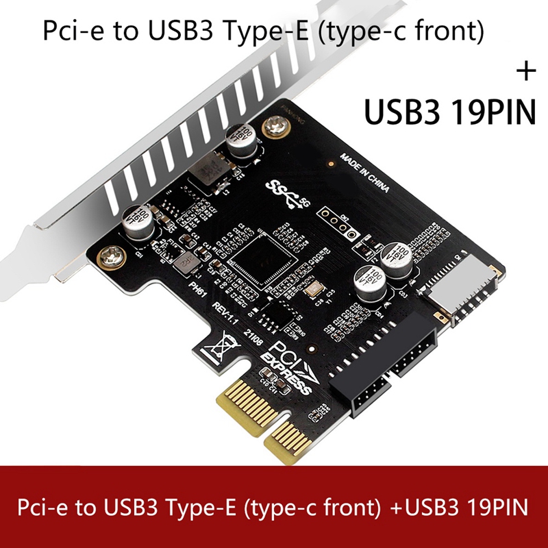 Pci Express Card Pcie to USB3 Type-E Front Type-C 19P Expansion Card ...