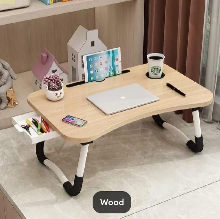 Foldable laptop table and kids reading table with drawer