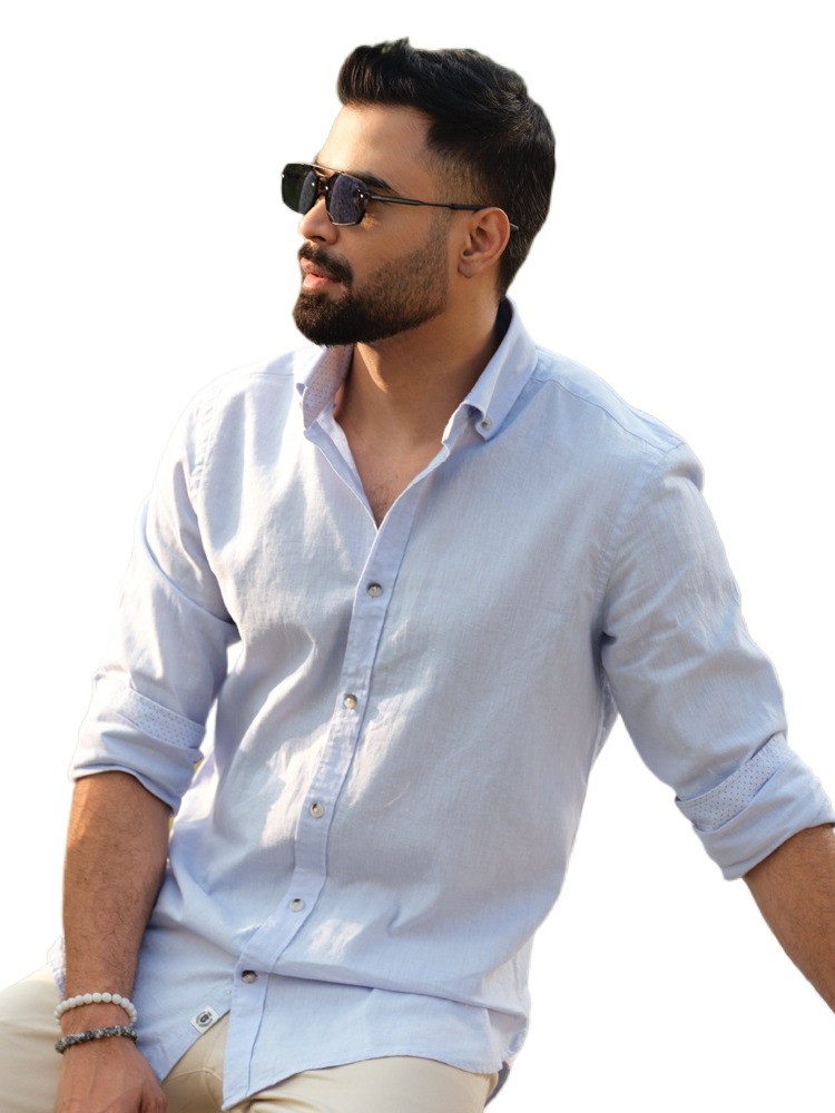 Richman Ultra Slim Fit Cotton Casual Sky Color Shirt For Men | Daraz.com.bd