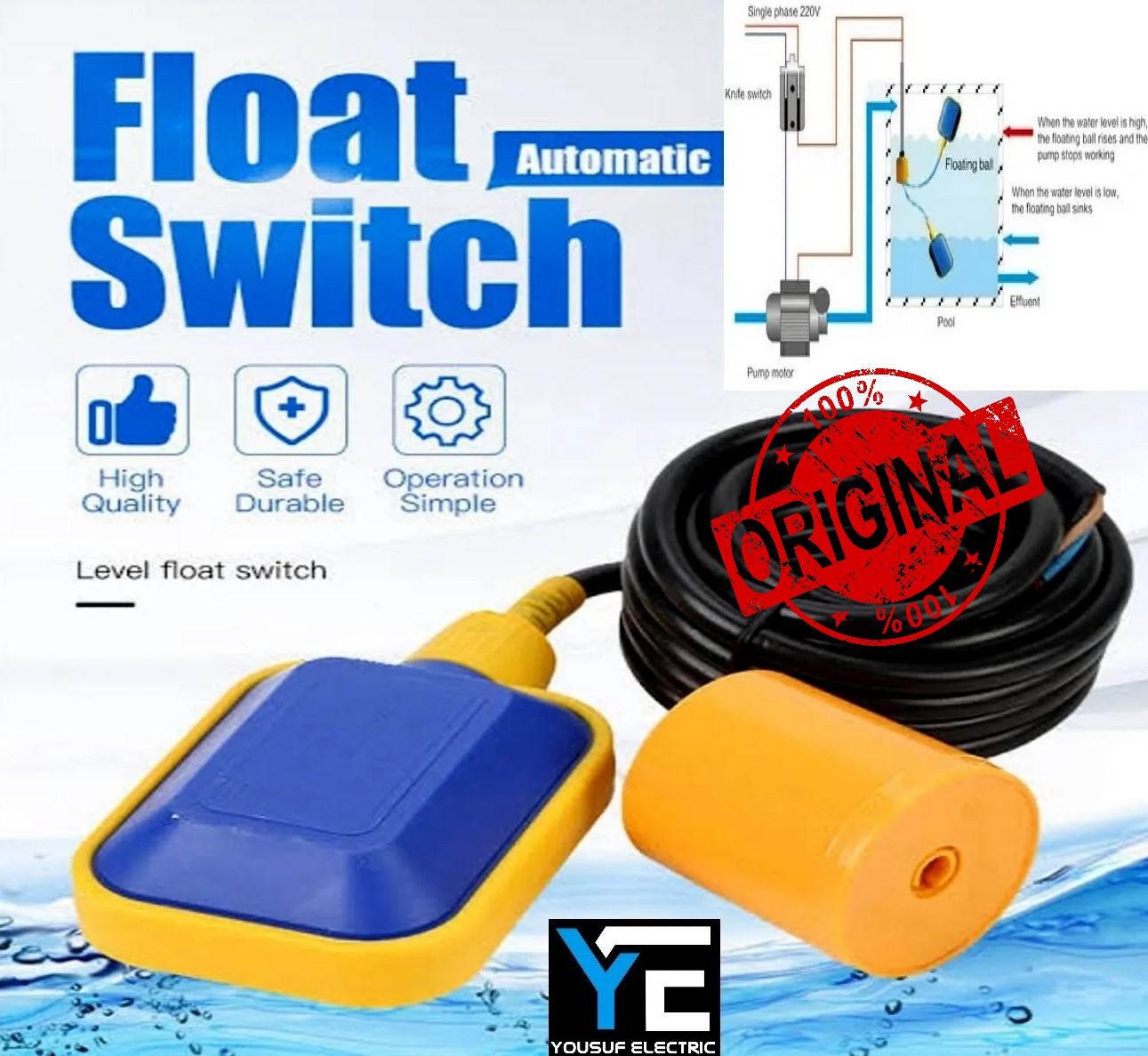 Float Switch Fluid Water Level Sensor Controller For Water Pump/Motor With Weight & cable Fully ...