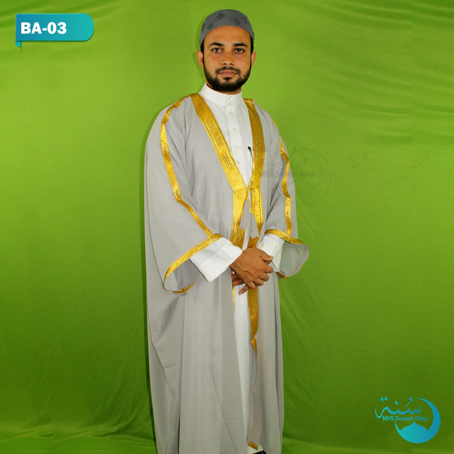 Silver Color Comfortable Bangladeshi Imam Dress Aba Kaaba Thobe for Men