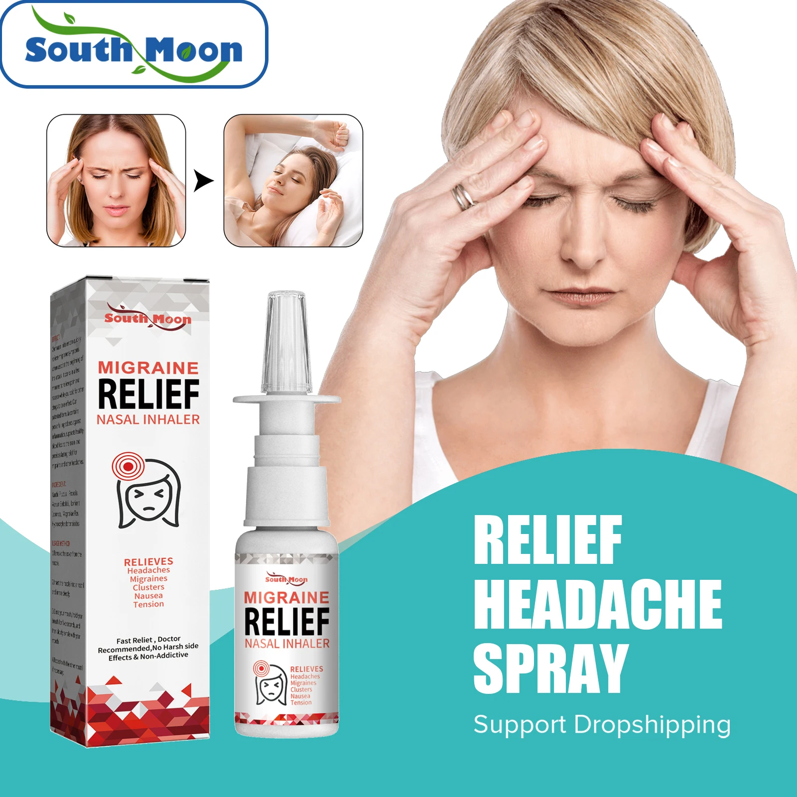 South Moon Migraine Treatment Nasal Inhaler Headache Relief Improve ...