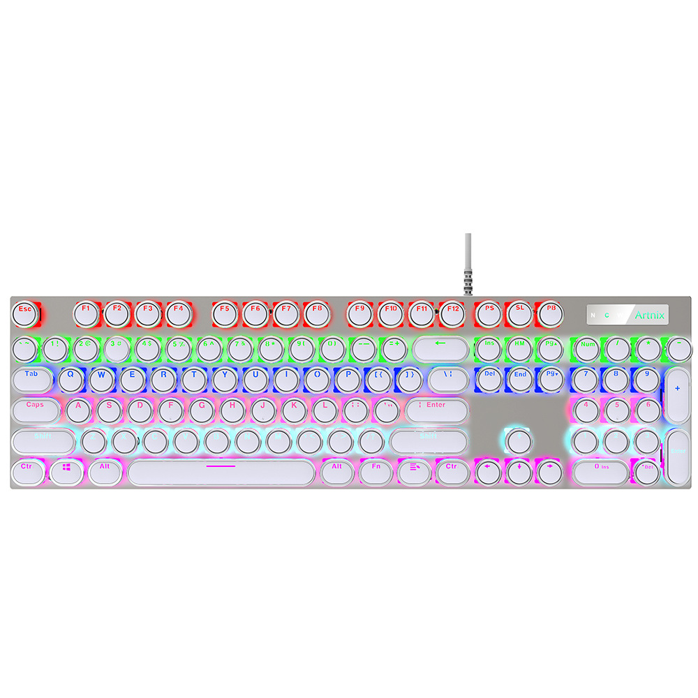 104 Keys Retro Round Keycaps Double Shot DIY Keycap Backlit Mechanical ...