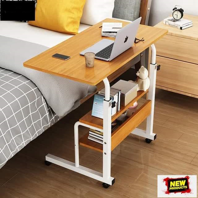 Laptop Table Height Adjustable Movable Laptop Desk With Storage Shelf ...