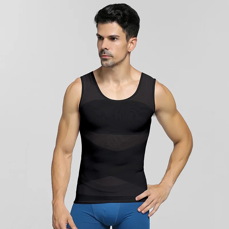 Chest Compression Vest Men Gynecomastia Body Shaper Sleeveless Posture Corrector Slimming Waist ...