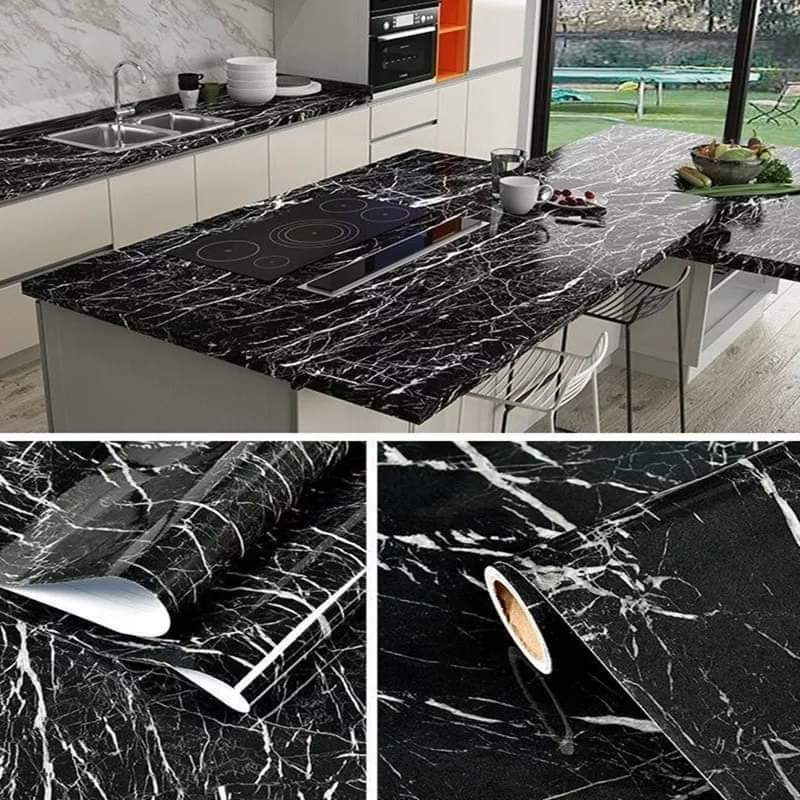 Marble wallpaper, Waterproof Sticker Modern Kitchen Cabinet Table ...