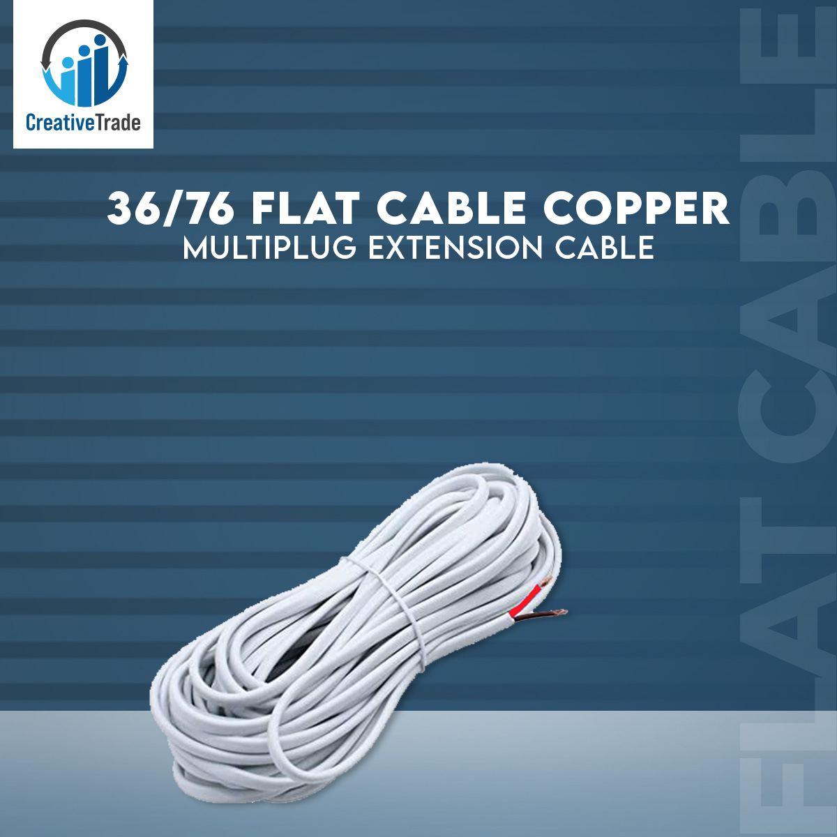 High-Quality 36/76 Flat Cable Copper 2 Core Wire - 15 Feet Length - The ...