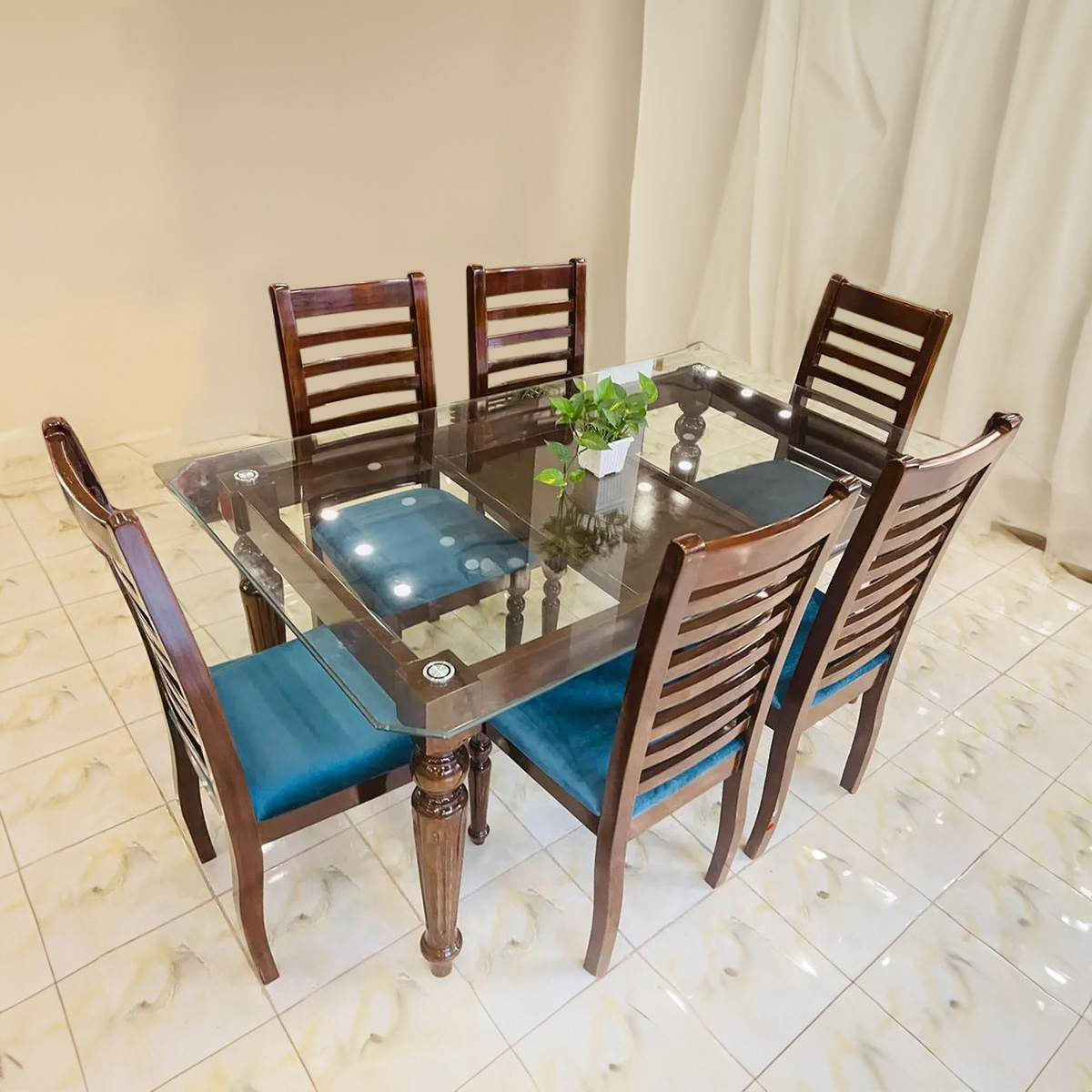Dining Table 6 Chair Set Made By full Mahogany Wood | Daraz.com.bd