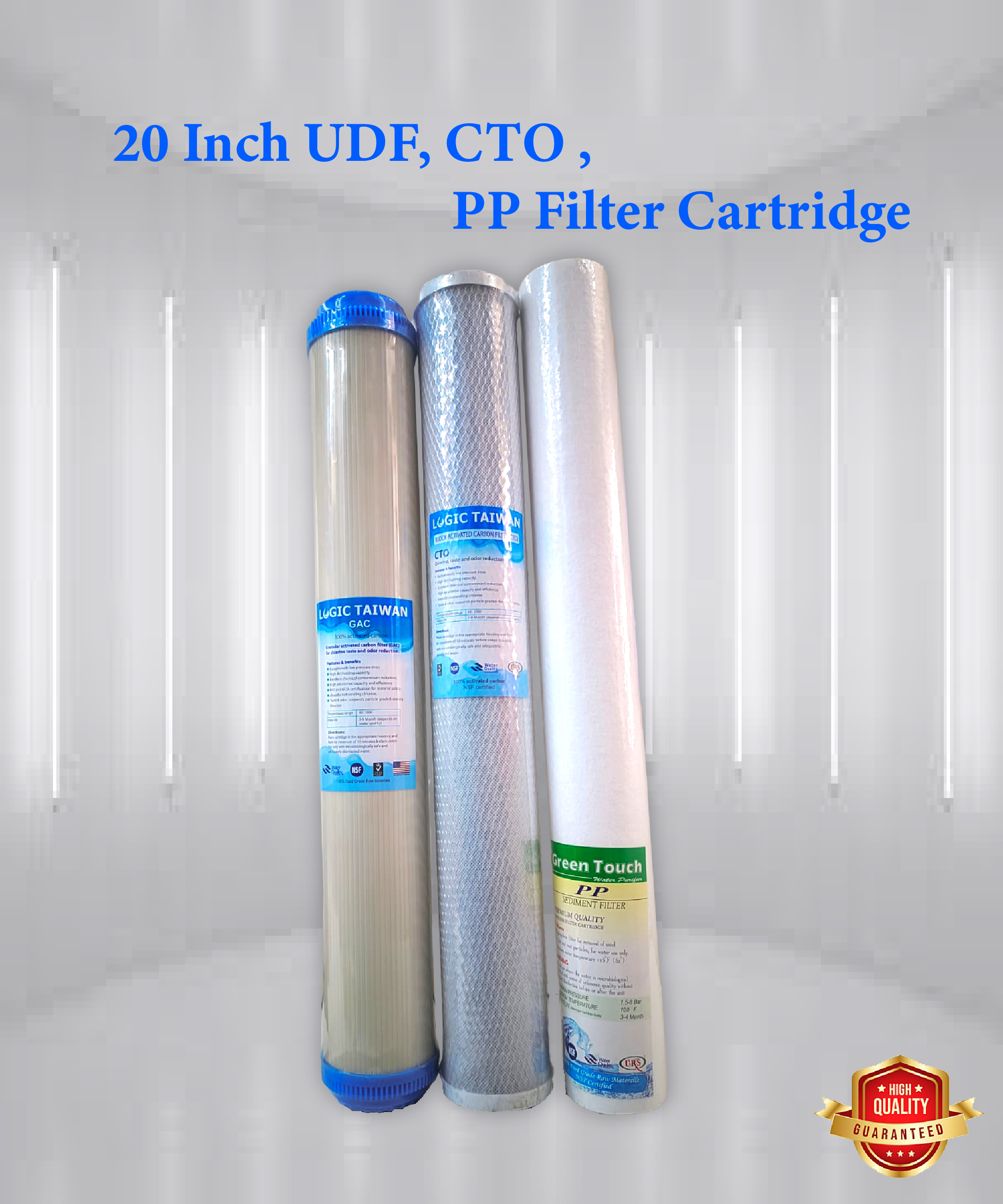 Premium Quality 20 inch UDF, CTO, PP Filter Cartridge Set | Daraz.com.bd