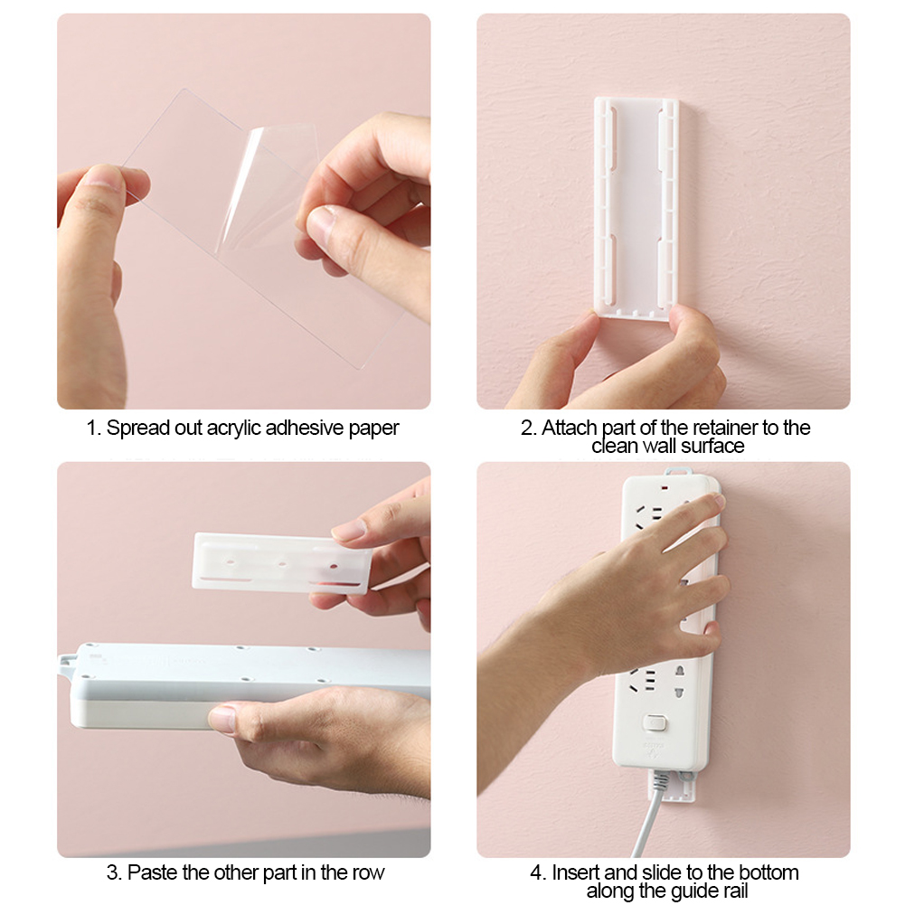 Wall Mounted Socket Holder Punch Free Plug Fixer Self-Adhesive Power ...