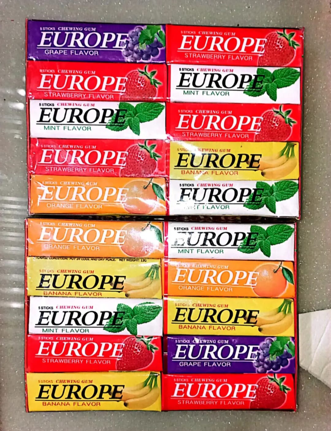 Europe chewing gum Mix Flavour 20 box(5sticks per box) | Daraz.com.bd