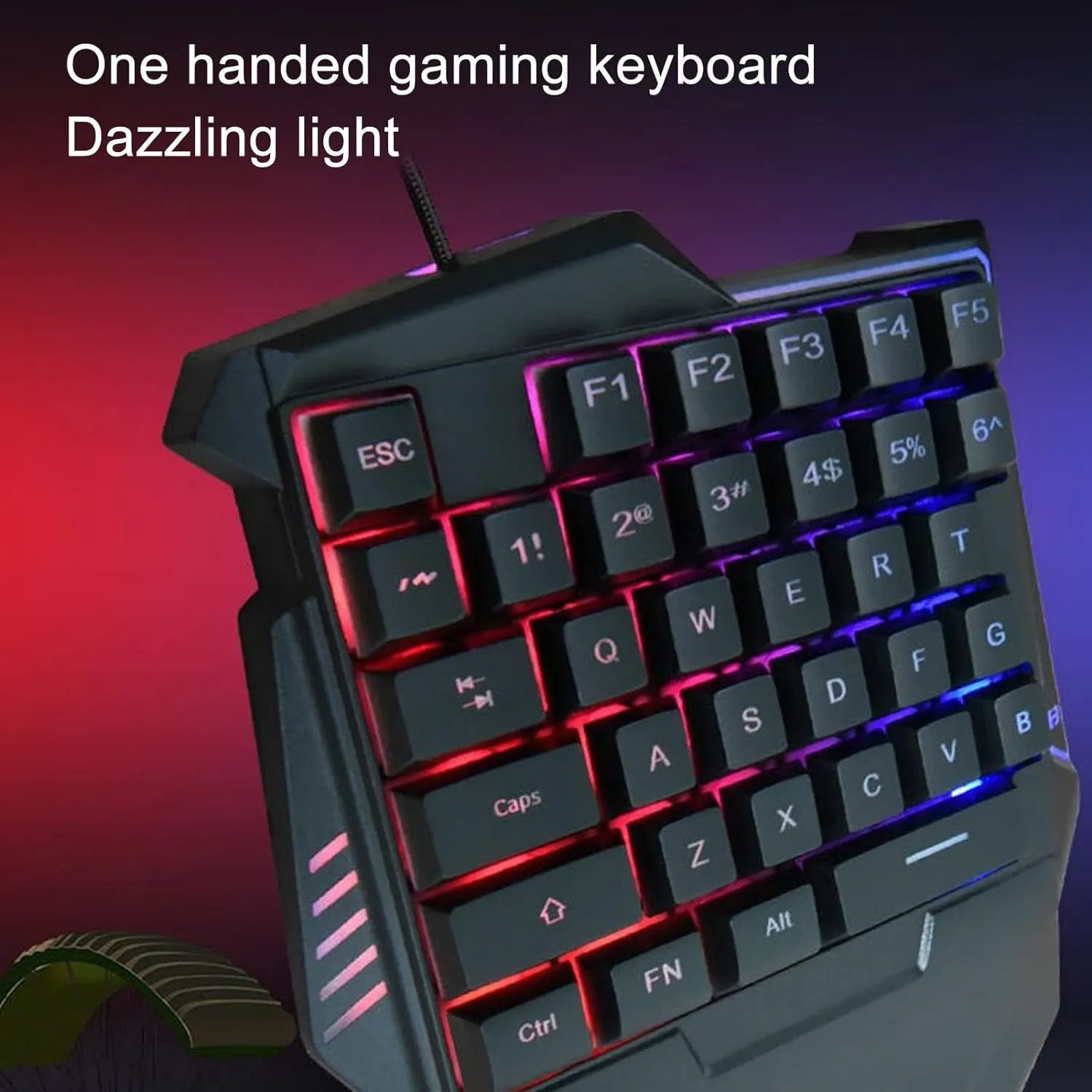 {GCB) One Handed Gaming Keyboard,Colorful Backlit Professional Gaming ...