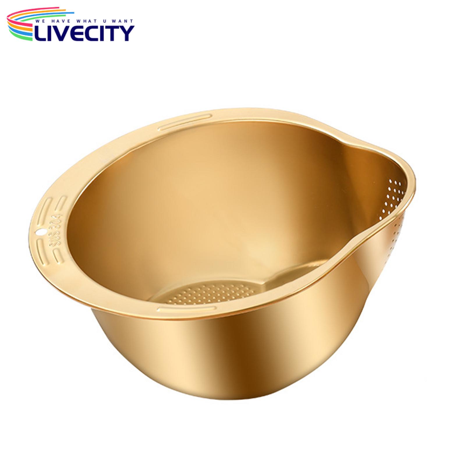 Side Drain Rice Strainer Stainless Steel Rice Washer Strainer Bowl ...