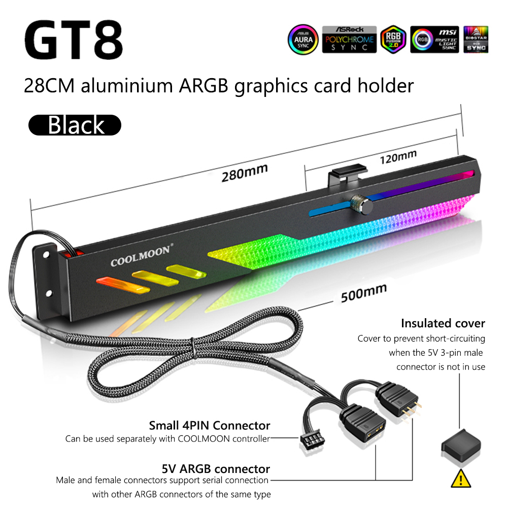 Coolmoon Gt8 Computer Video Stand Horizontal Gpu Support 5v Argb ...