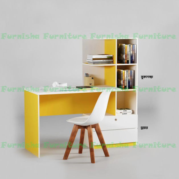 Modern Reading Table with Locker Drawer /Study Desk with Bookshelf ...