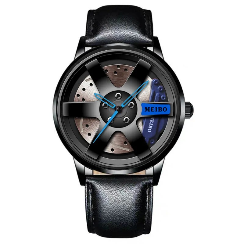 Fashion Mens Car Wheel Watches Luxury Stainless Steel Waterproof Watch ...