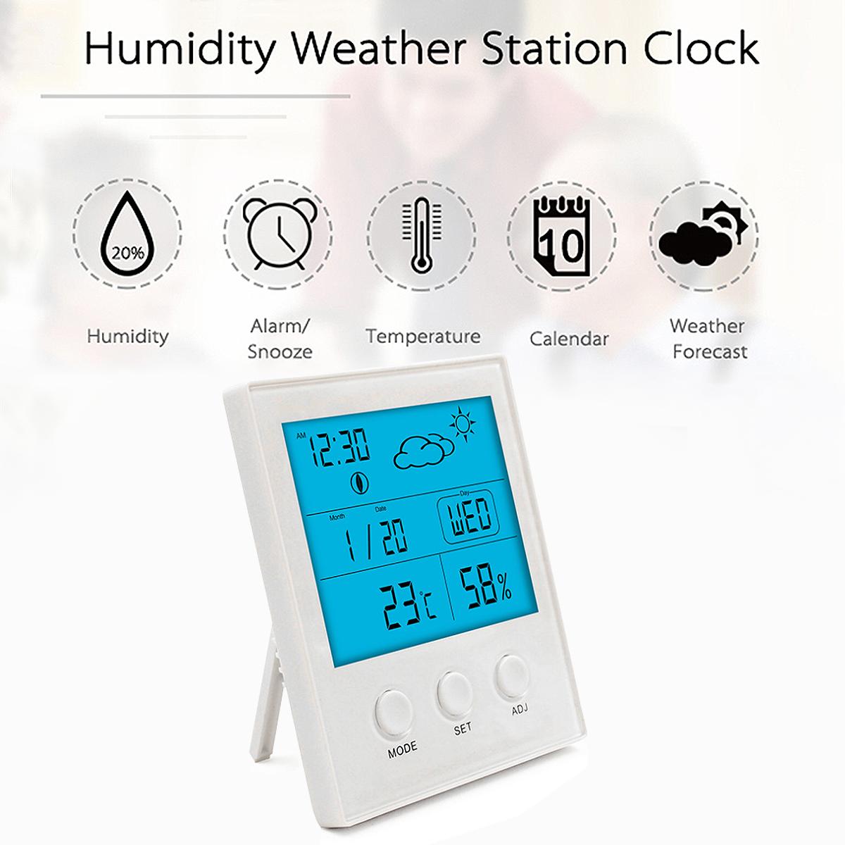 Indoor Digital Thermometer LED Display Backlight Time Date Calendar ...