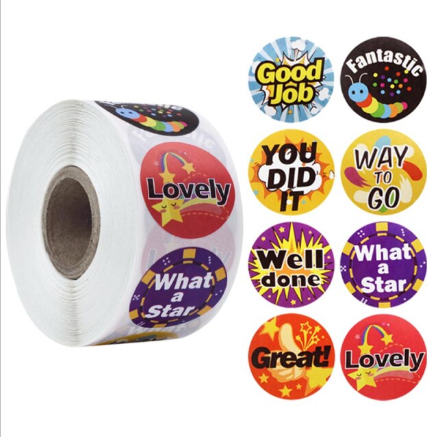 【happy one】500pcs “good job" reward 8 designs cartoon sticker good for ...