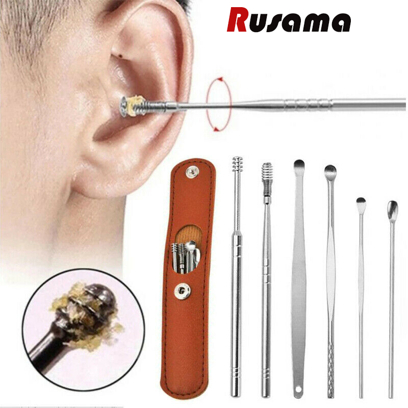 Ear Pick Set Portable Ear Cleaner Set Stainless Steel With Lather Case ...