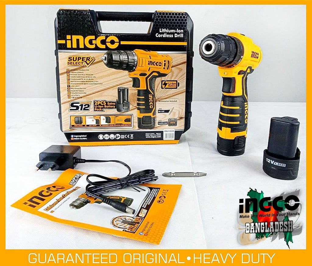 INGCO 12V 2-speed Cordless Drill With 2 Pcs 1.5Ah Battery Pack ...