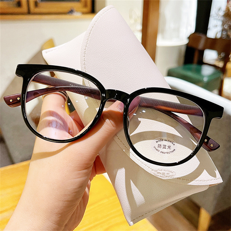Anti Blue Light Student Women Glasses Retro Wooden Myopia Glasses ...