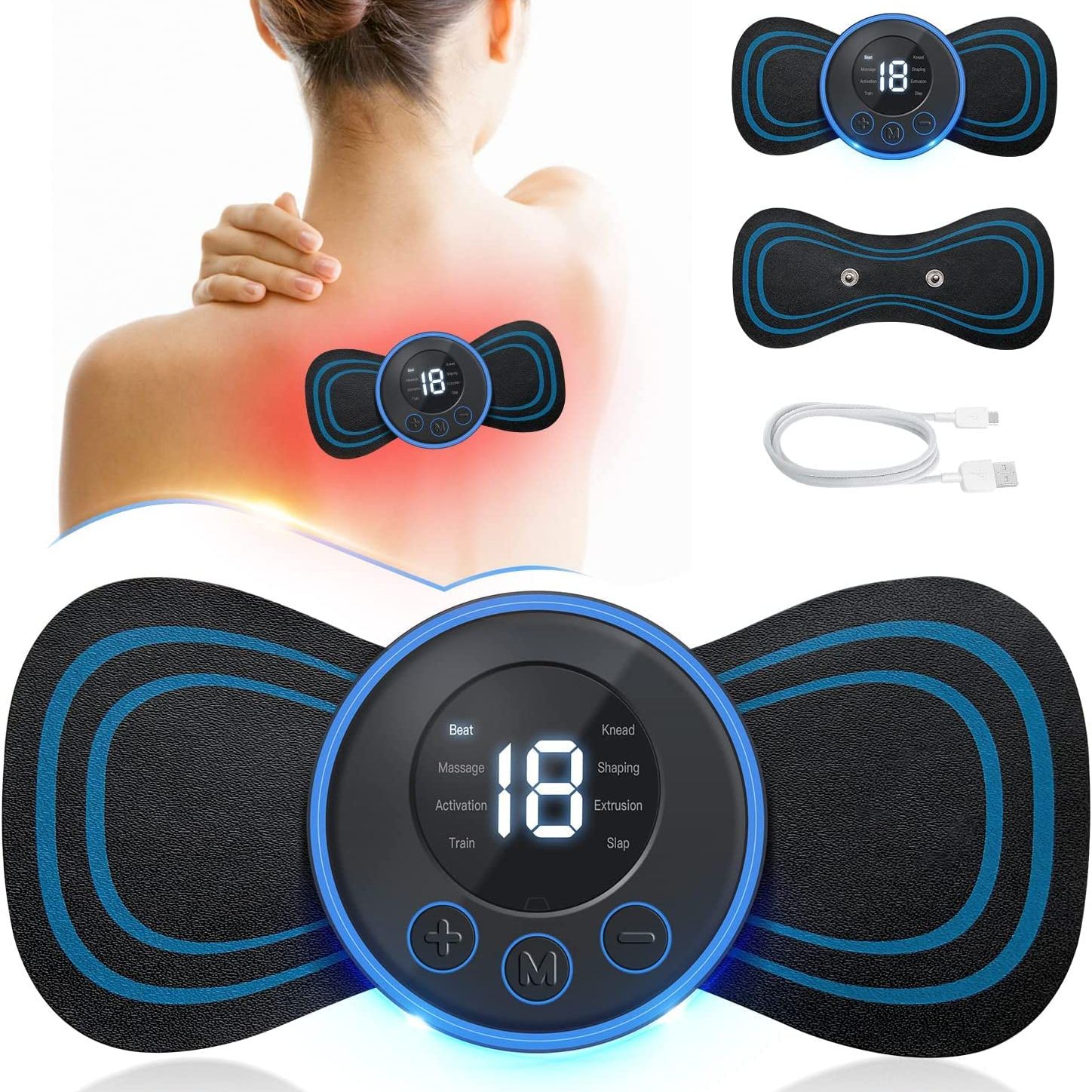 Neck Massager Mini Electric Pulse Cervical Back Muscle Pain Relief ...