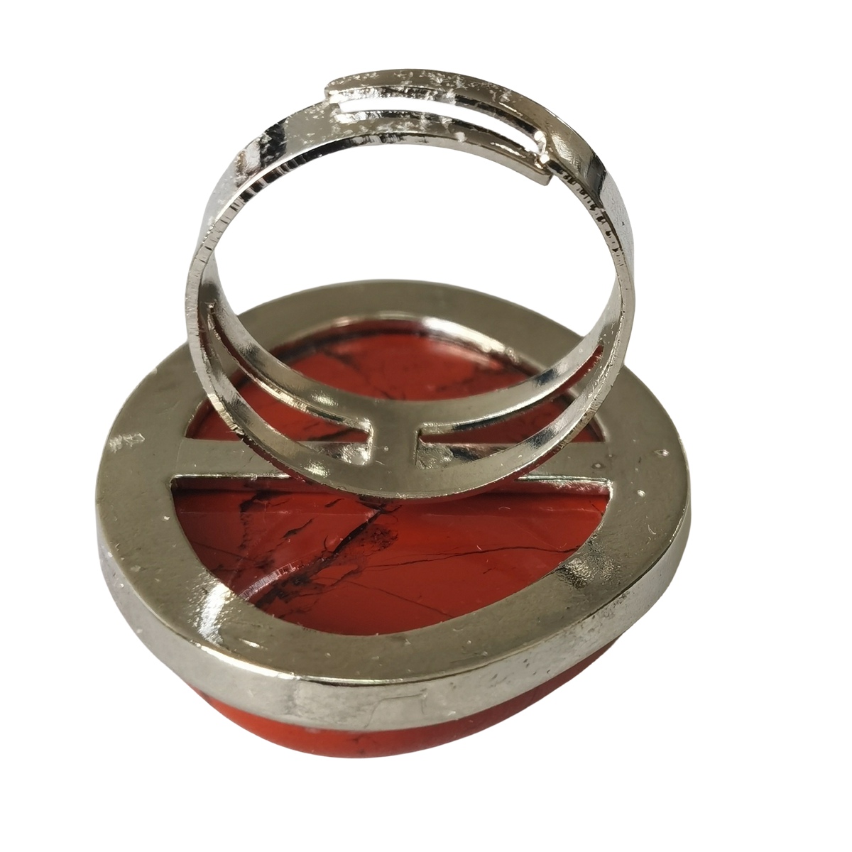 Wholesale Silver Plated Red Jasper Gemstone Rings Round Shape 25x30mm ...