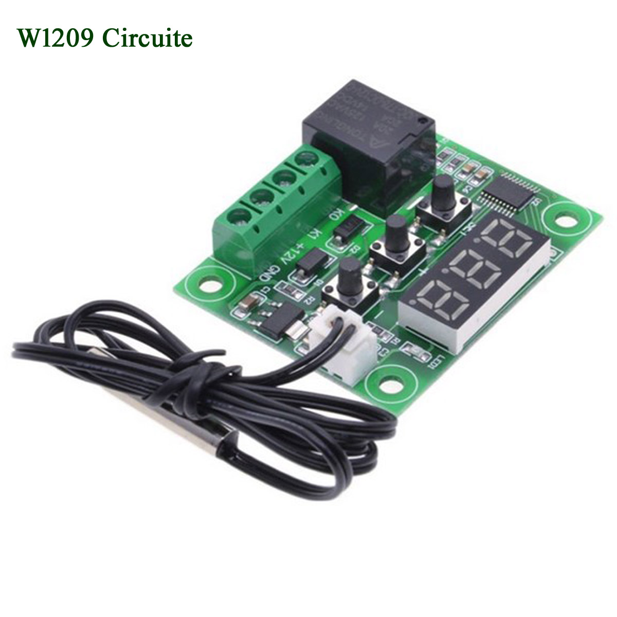 W1209 Incubator Temperature Controller Circuit Module DC 12V 10A Relay Three Digit Red LED ...