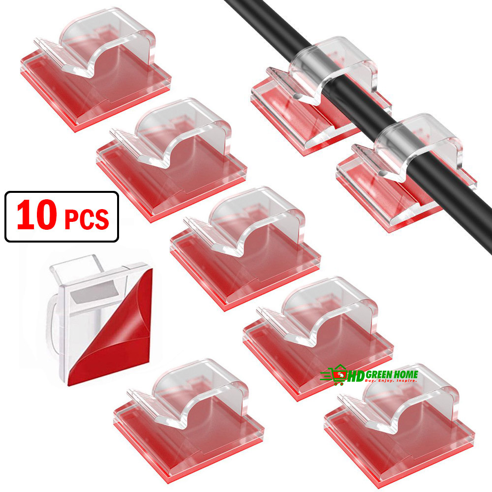 10 pcs x Mini Cable Holder Clip Self Adhesive Wire Cable Cord Organizer ...