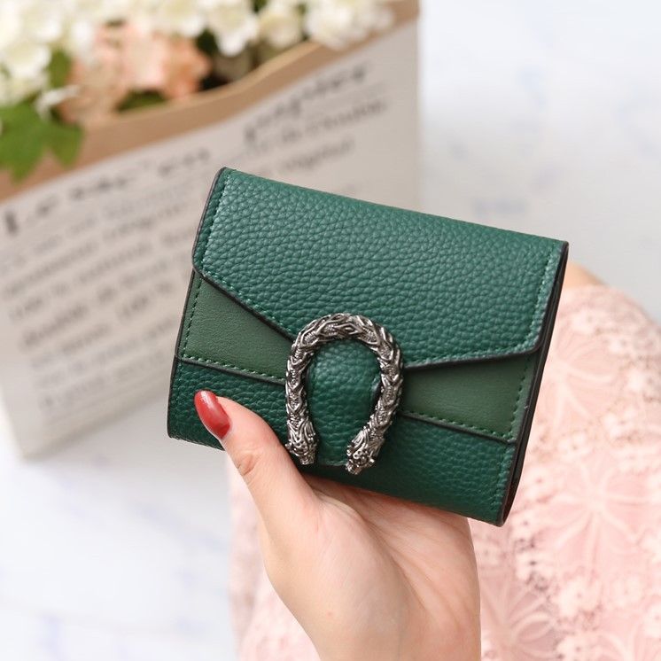 Women mini wallets European and American retro folding pocket wallet ...