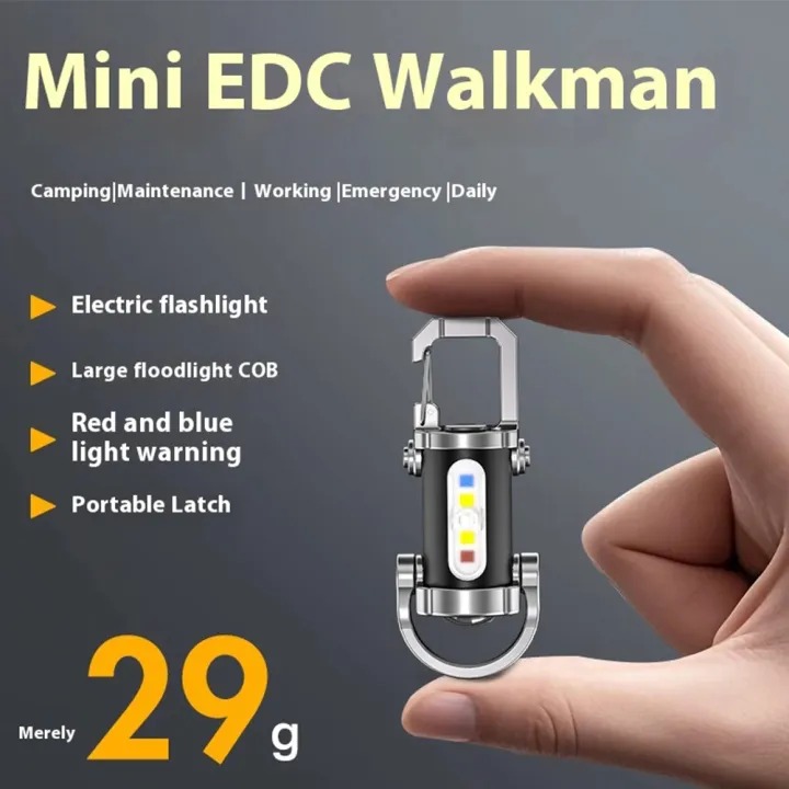 Mini Flashlight 7 Gear COB LED Keychain Flashlight Type-C USB ...