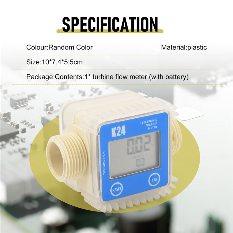 Digital Lcd K24 Flow Meter Turbine Fuel Flow Tester For Chemicals Water ...